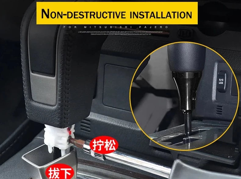 Pajero Premium Alloy & Leather Gear Shift Knob / Elegant Handbrake Lev ...
