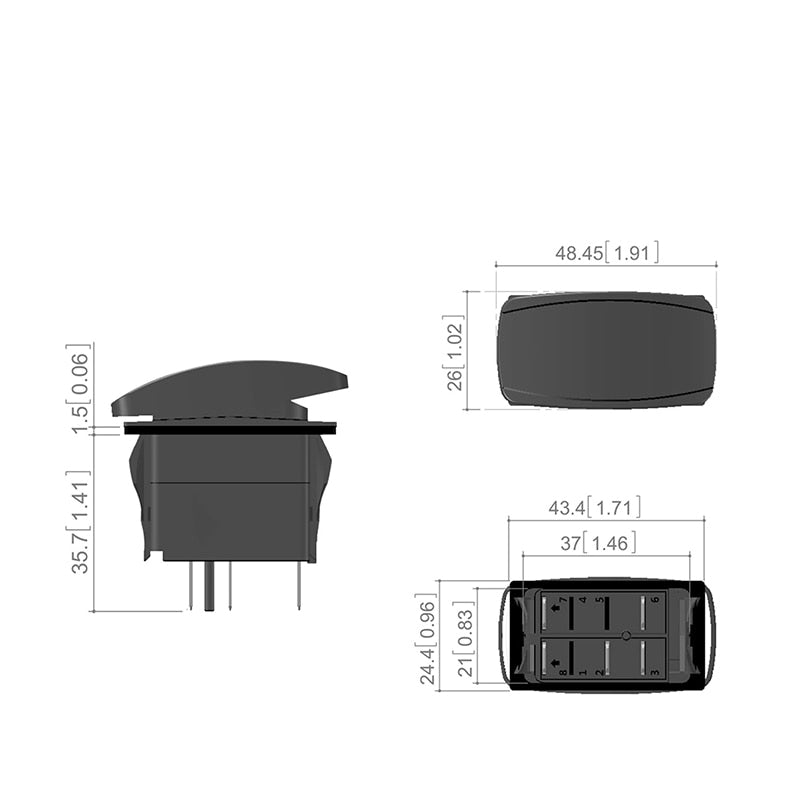 Rocker Switch 12V SPST Carling 5Pin ON-OFF - 1PC – Cronos4x4.com